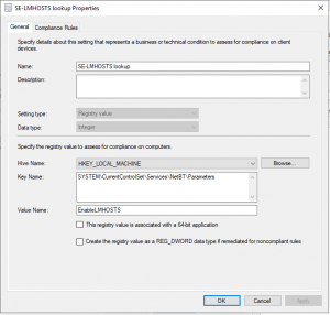 Disable NetBIOS and LMHOSTS look up via PowerShell and SCCM configuration baseline › TYROL.space
